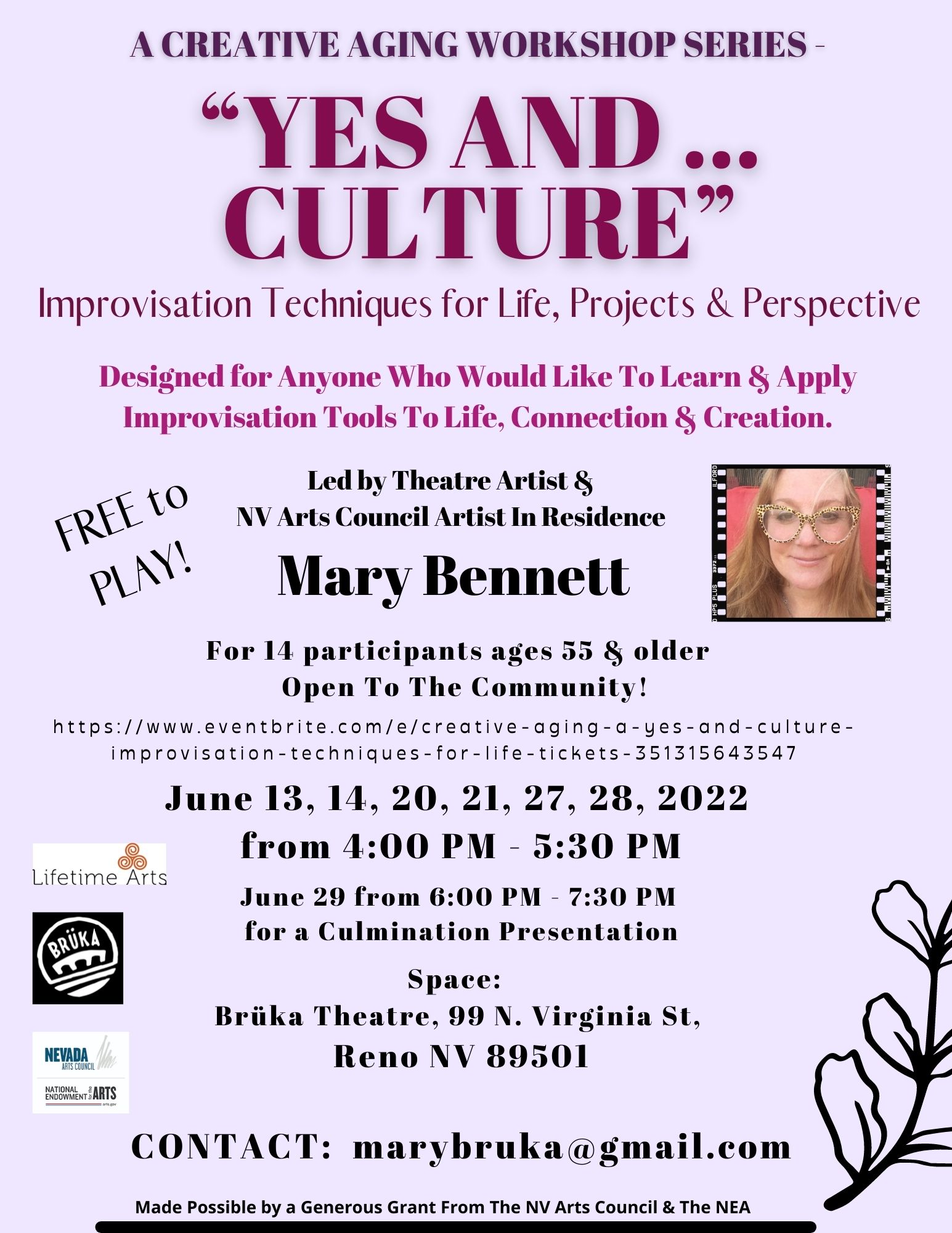 Creative Aging - A “Yes and … Culture” Workshop Series | Nevada Arts ...